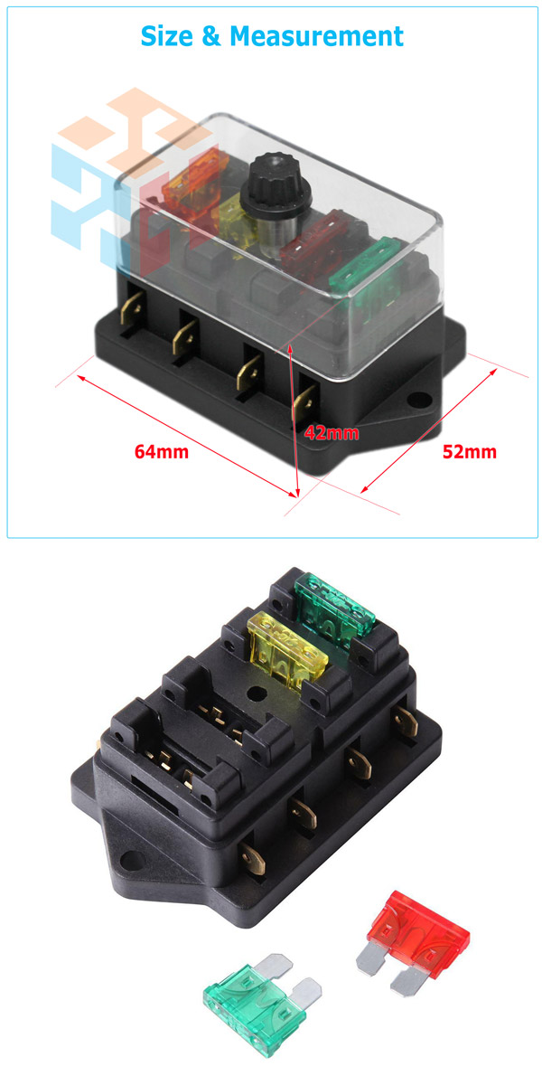 12V 24V Auto Car Power Distribution Blade Fuse Holder Box Block Panel ...