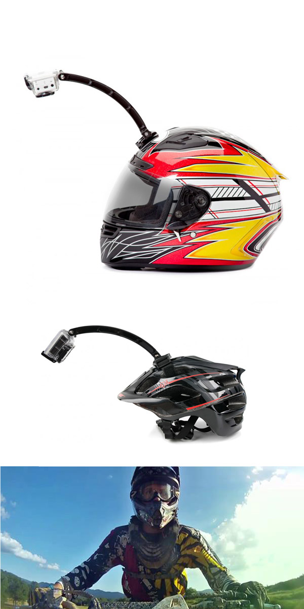 Helmet Extension Self Arm Mount Holder For Gopro Hero 7 6 5 4 3 Camera ...