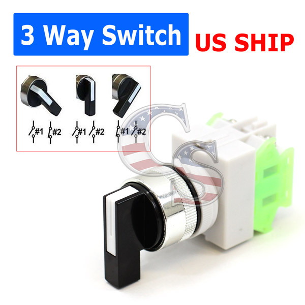 3 way ON/OFF AC DC 22mm ROTARY TWO POSITION SELECTOR SWITCH POWER LAY37 ...
