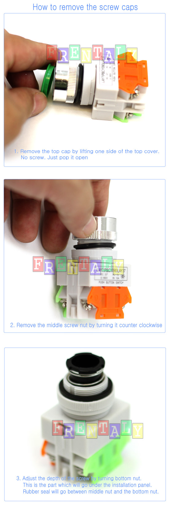NEW Push Button RED GREEN YELLOW Switch Momentary On/ OFF Heavy Duty ...