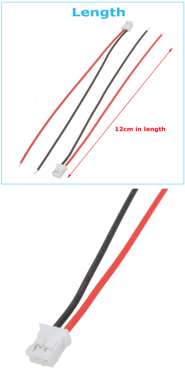 50 SETS Mini Micro JST 2.0 PH 2-Pin Connector plug with Wires Cables 120MM | eBay