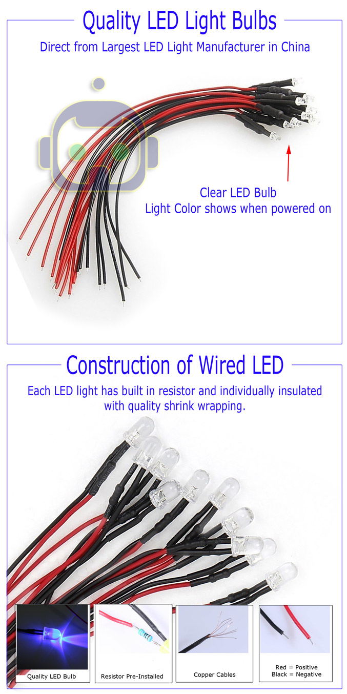 1.8mm 2mm 3mm 5mm 8mm 10mm Pre Wired LED DC9-12V Lights Emitting Diodes ...