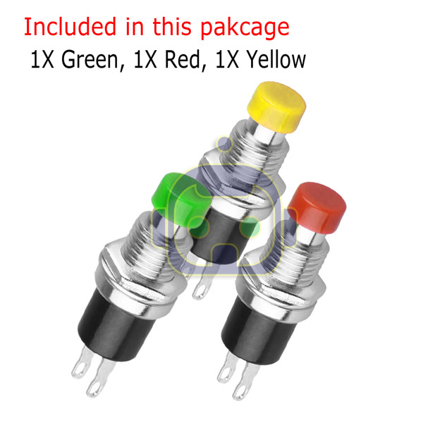 NEW Push Button RED GREEN YELLOW Switch Momentary On/ OFF Push Button ...