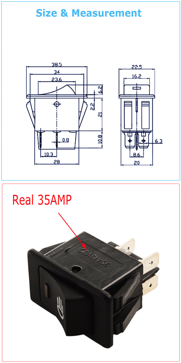 2pcs 12V 35Amp Heavy Duty Toggle Flick Switch ON/OFF Car Dash Light ...