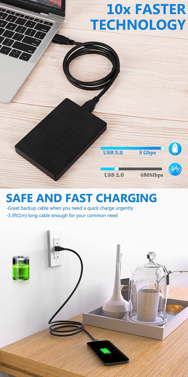 USB 3.0 CABLE CORD FOR SEAGATE BACKUP PLUS SLIM PORTABLE EXTERNAL HARD ...